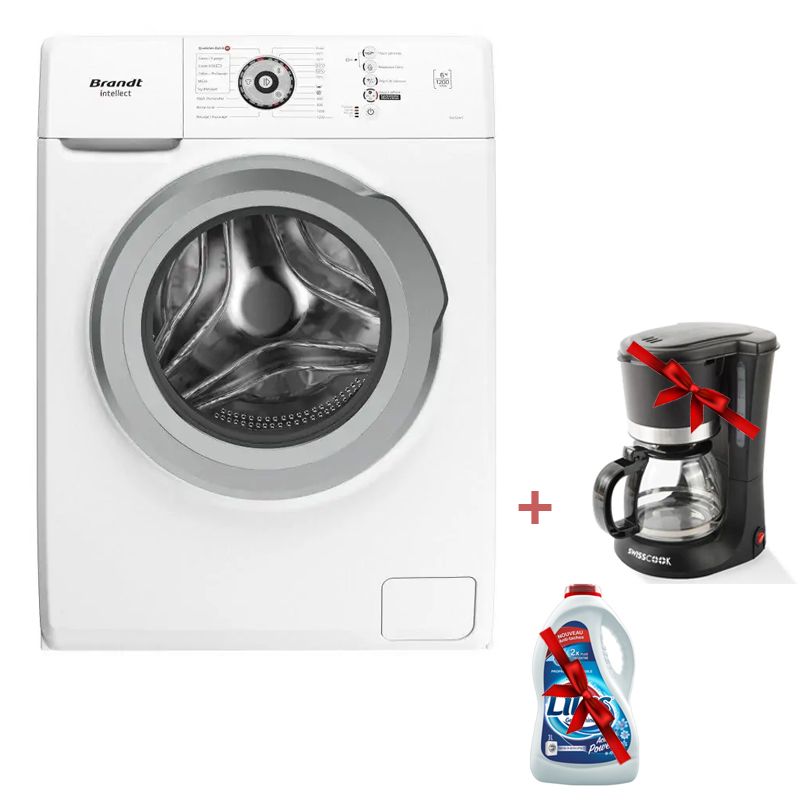 Brandt LAVE LINGE FRONTALE 7 KG BLANC + GEL MACHINE LILAS + CAFETIèRE ...